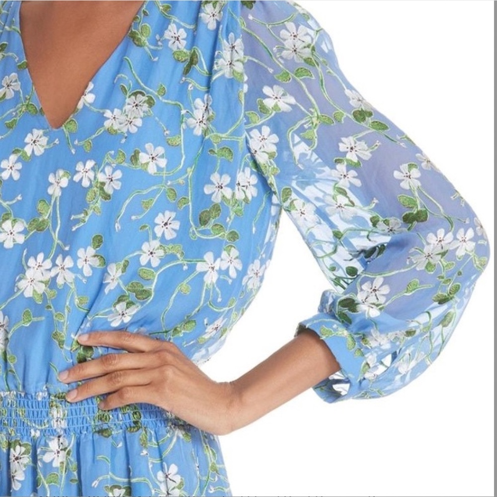 Alice + Olivia "Adeline" Smocked Floral Print Popover… - Gem
